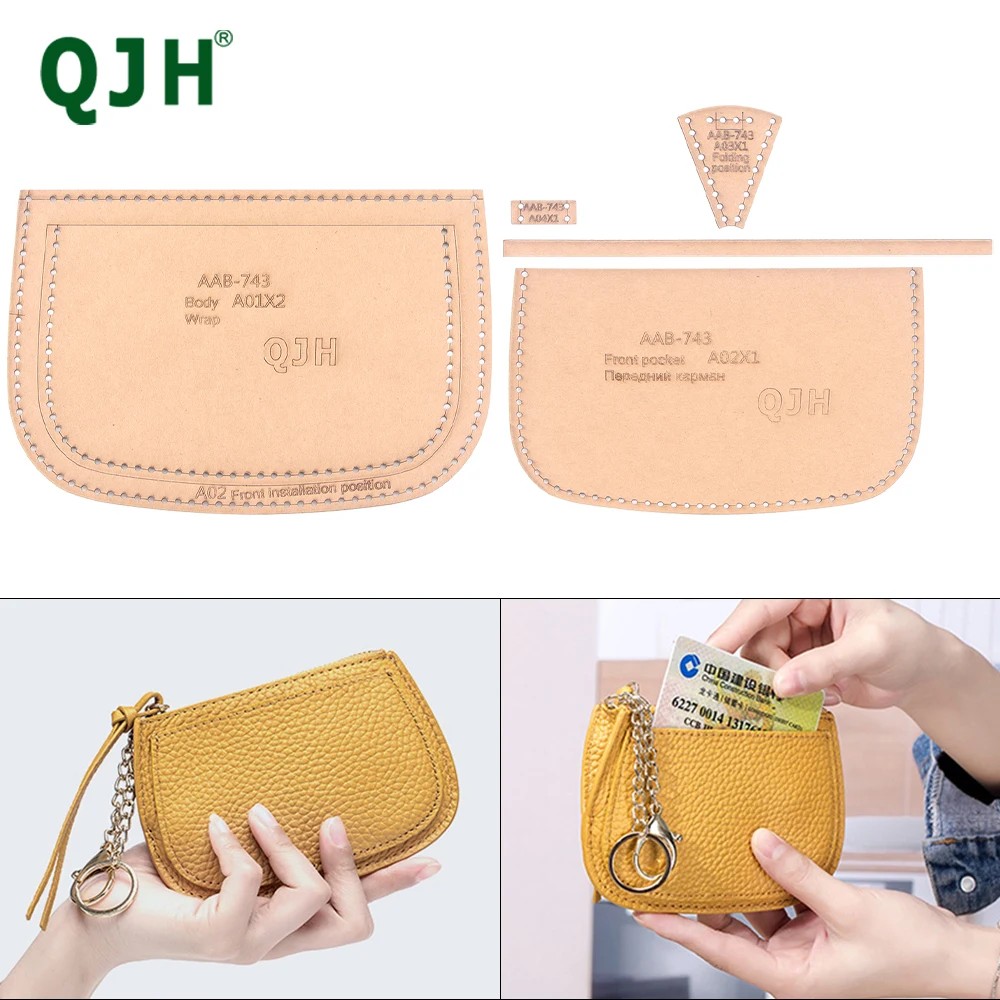 QJH-Leather-Goods-Vintage-Mini-Coin-Purse-Card-Bag-Zipper-Sewing-Pattern-Acrylic-Template-With ...