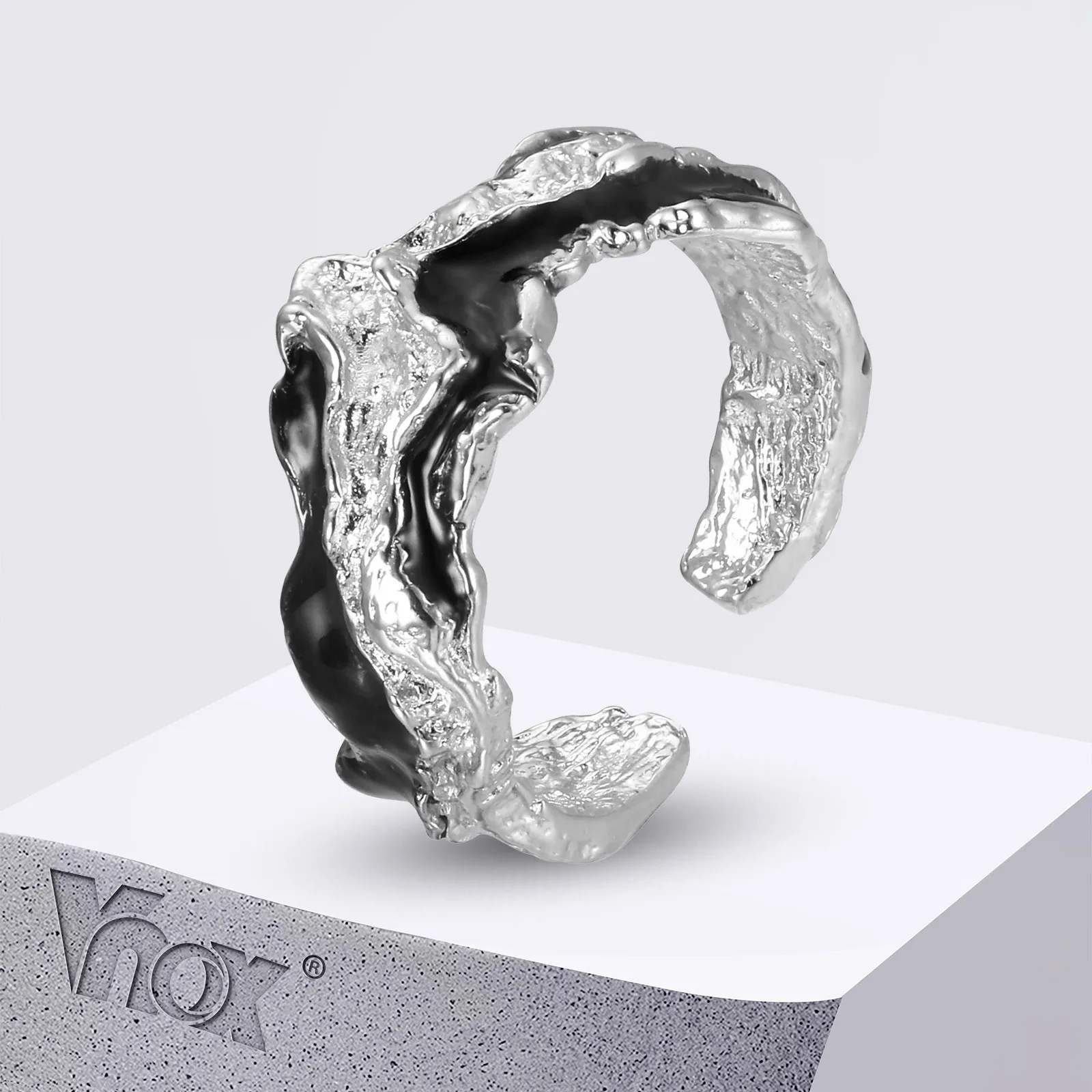 Vnox Open Ring for Men Women, Irregular Lava Textured Adjustable Rings ...
