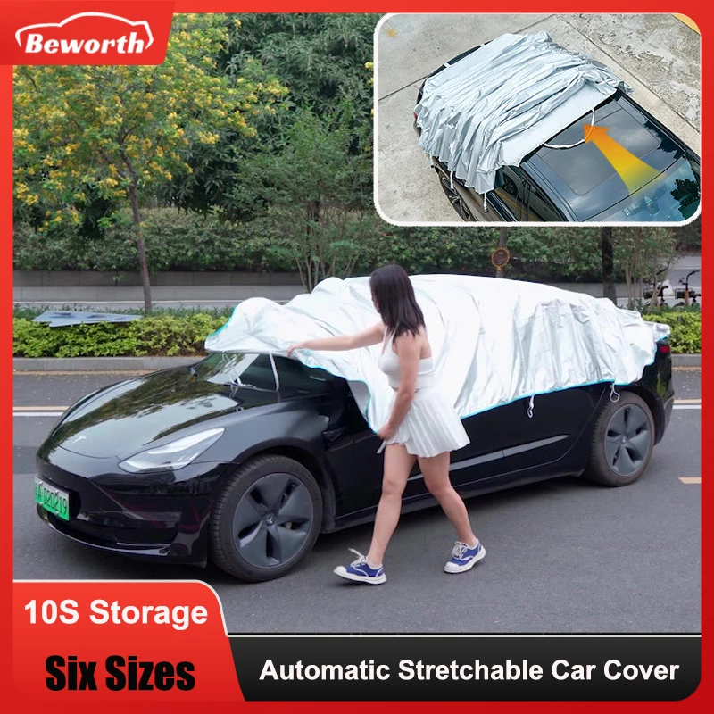 Automatic Car Cover Auto Retractable Suv Waterproof Reflective Strips ...