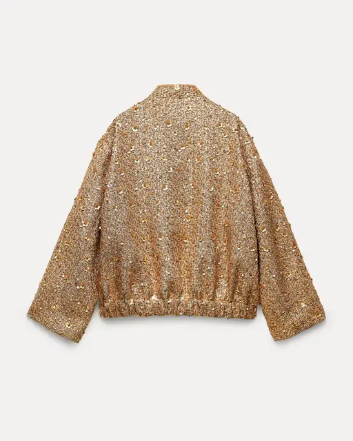 SEQUIN JACKET ZW COLLECTION Gold ZARA United States, 53% OFF