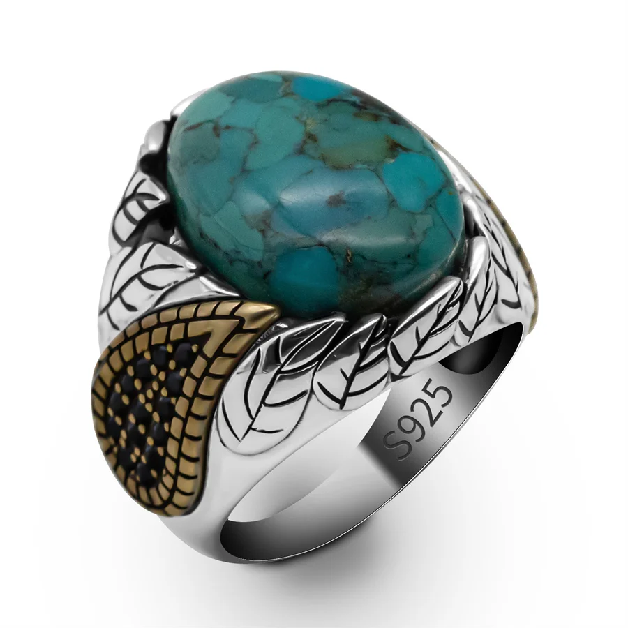 Rings-Men-Vintage-Natural-Turquoise-Stone-925-Sterling-Silver-Turkish ...