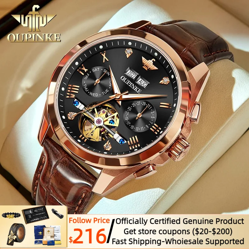OUPINKE-Flywheel-Watch-for-Men-Dual-Calendar-Chronograph-Waterproof ...