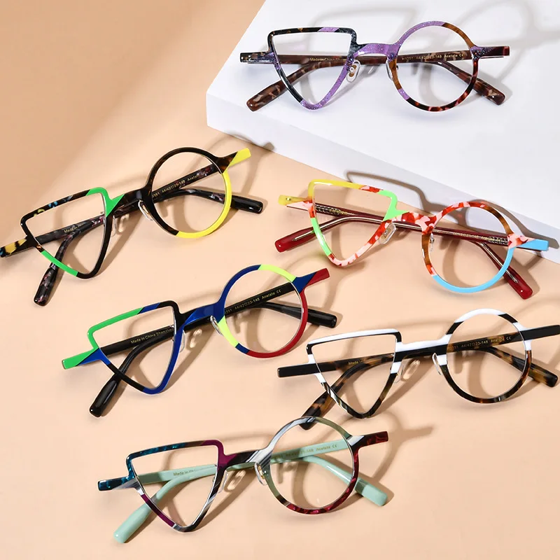 Colorful personalized design triangular glasses frame, fashionable ...