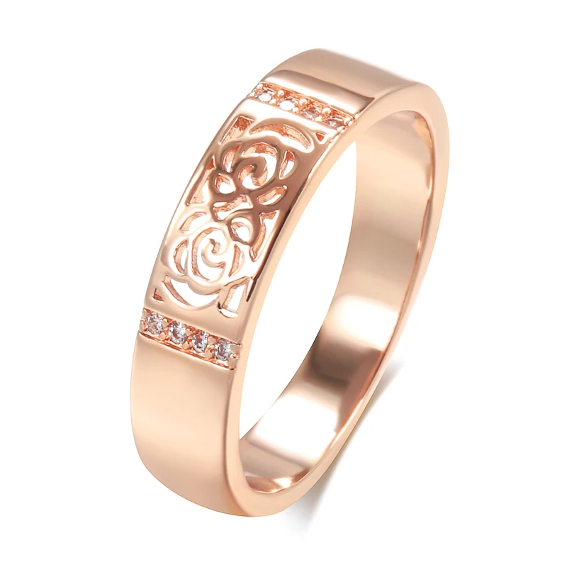 New-Irregular-Hollow-Rings-for-Women-Rose-Gold-Belt-Big-Glossy-Double ...