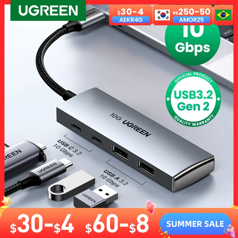 Ugreen Usb C Hub 10gbps Type-c 3.2 Gen2 Usb Splitter Usb C Usb A Hub 4 Usb Port 3.2 For Macbook ...