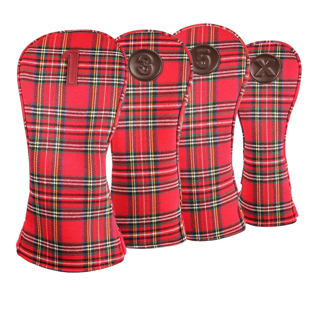 Soft Red Tartan Plaid Golf Club Headcover 1 3 5 X Sets Driver Fairway ...