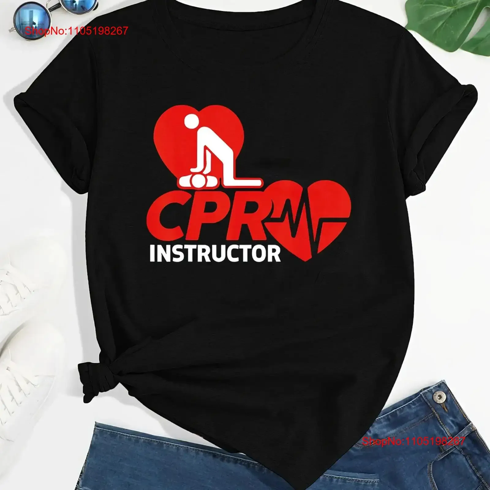 Cpr Instructor t shirts Women's Shirt Round neck printing tops vintage ...