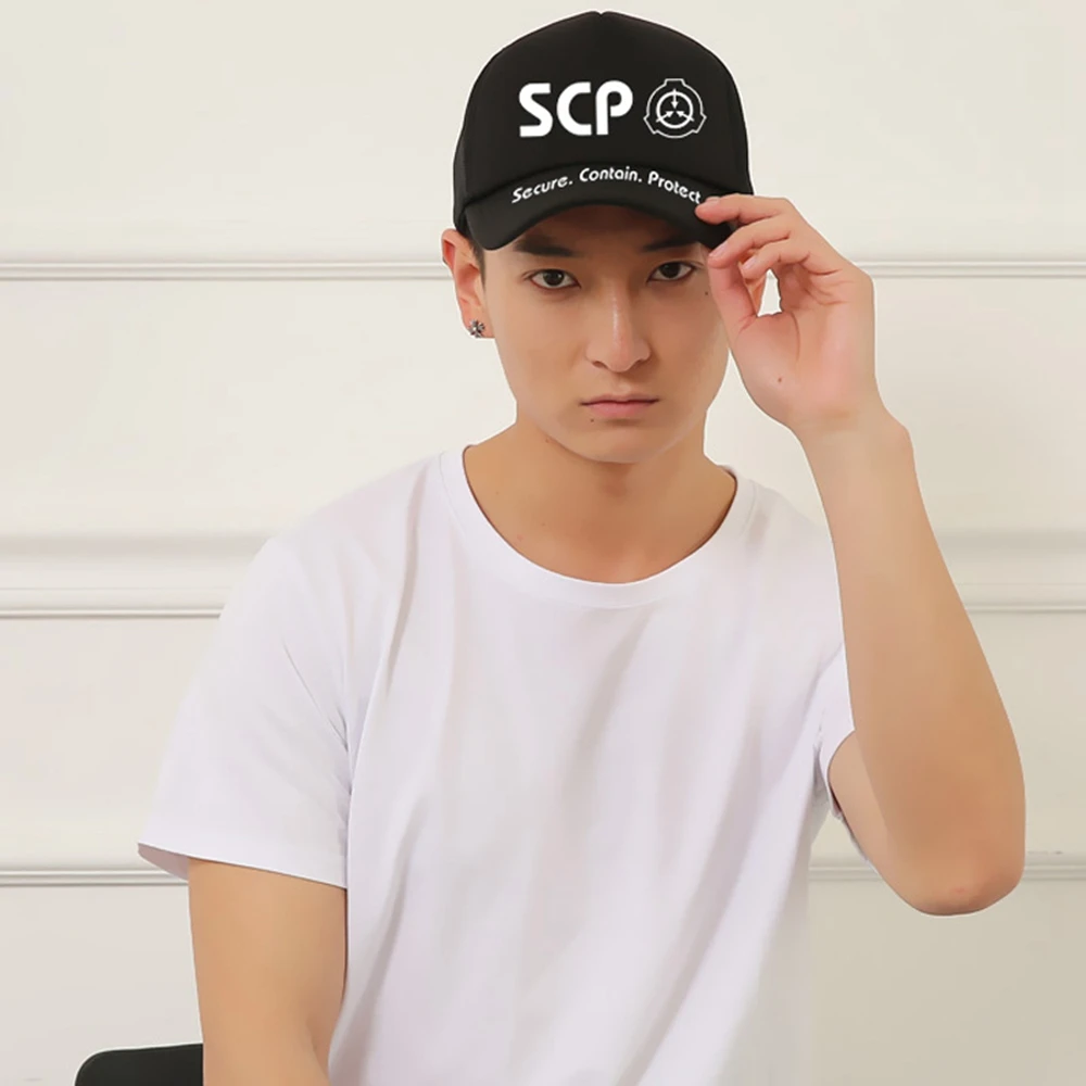 SCP Foundation Cosplay Mesh Hat Siren Head Logo Black Baseball Cap ...