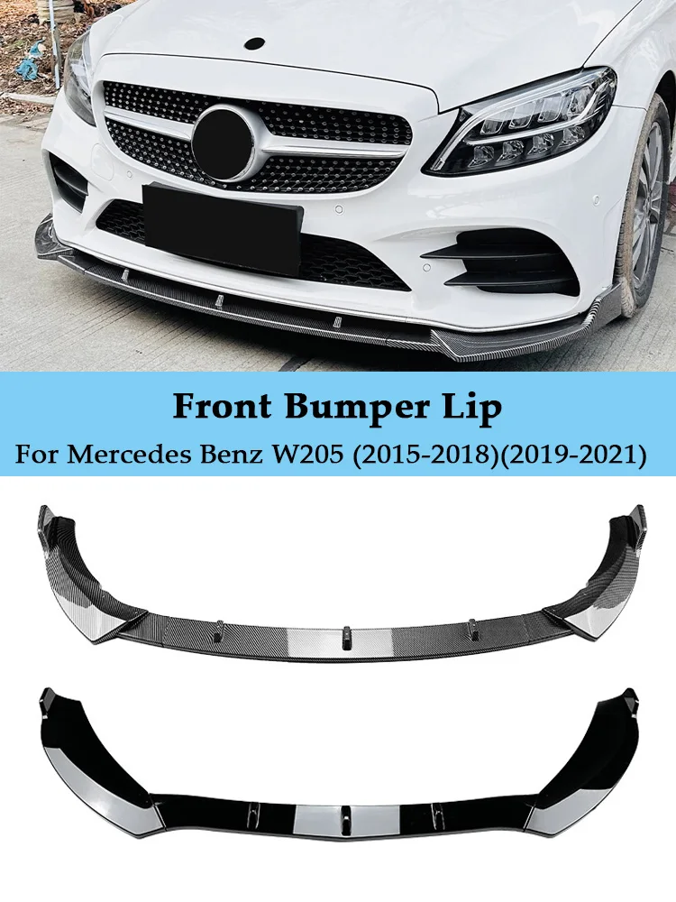For Mercedes Benz C Class W205 Carbon Fiber Car Front Bumper Lip ...