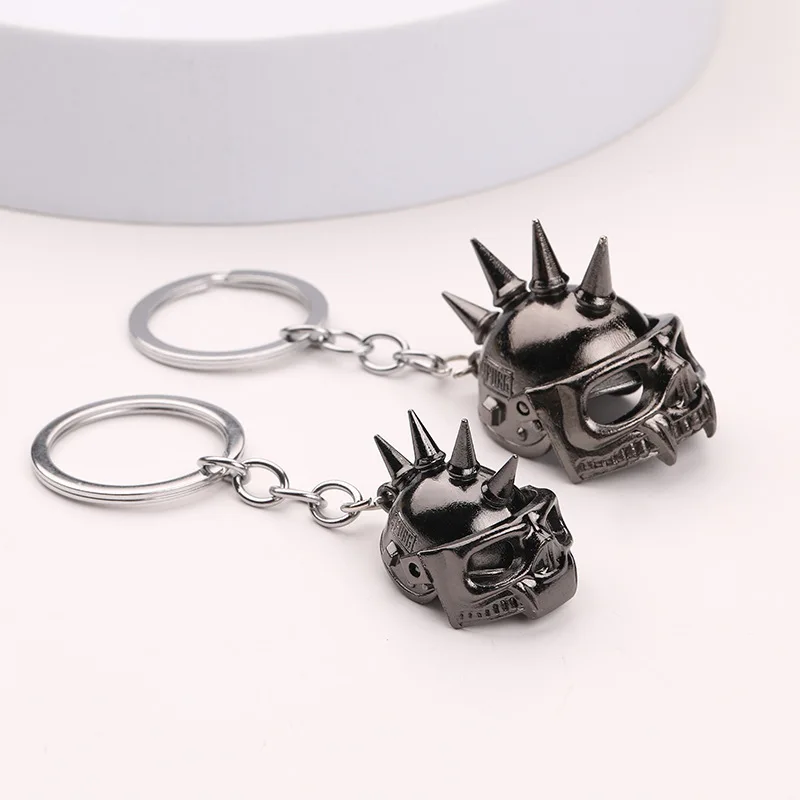 Metal Motorcycle Skull Helmet Keyring Creative Game Stereo Keychain ...