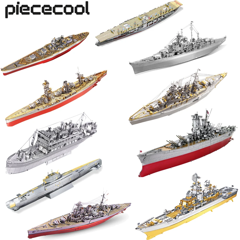 Piececool Puzzle 3D Metal Battleship Model Kits HMS Hood Richelieu Ship ...