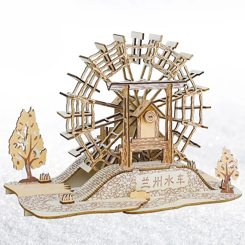 Lanzhou-Waterwheel-Wooden-Puzzles-3D-Building-House-Model-Chinese ...
