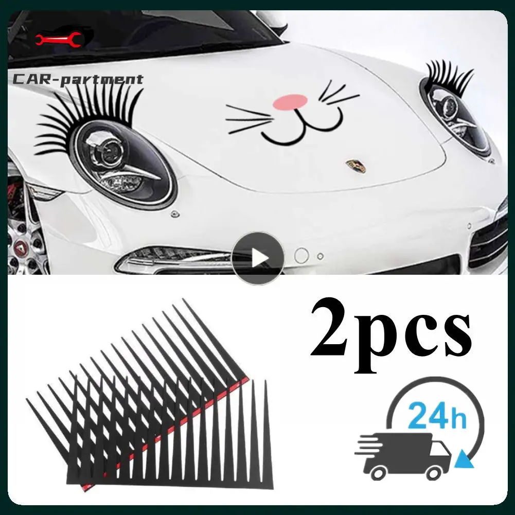 Car Headlight Sticker 3D Charming Black False Eyelashes Sticker Auto ...