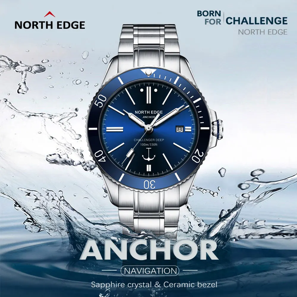Original NORTH EDGE ANCHOR Mechanical Wristwatch Luxury Sapphire Glass ...