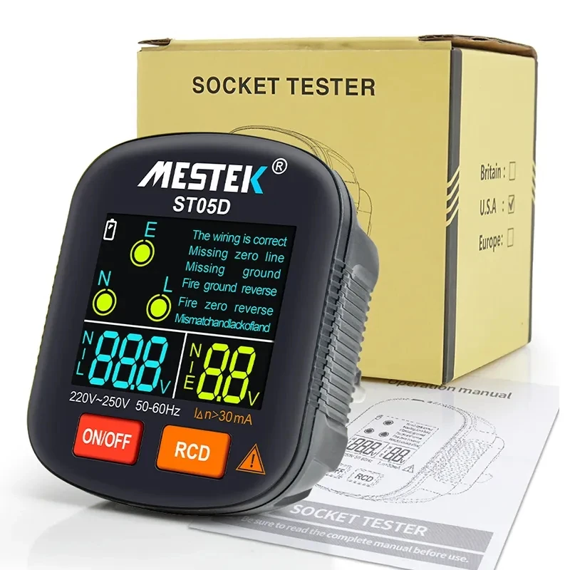 Socket Tester RCD GFCI NCV Test Outlet Tester Voltage Tester EU US UK ...