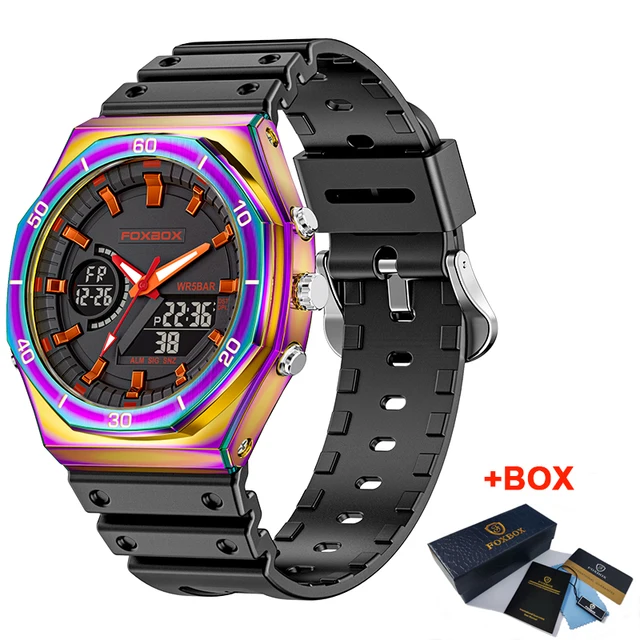 LIGE Brand FOXBOX Sport Fashion Quartz Mens Watch Dual Display Digital ...