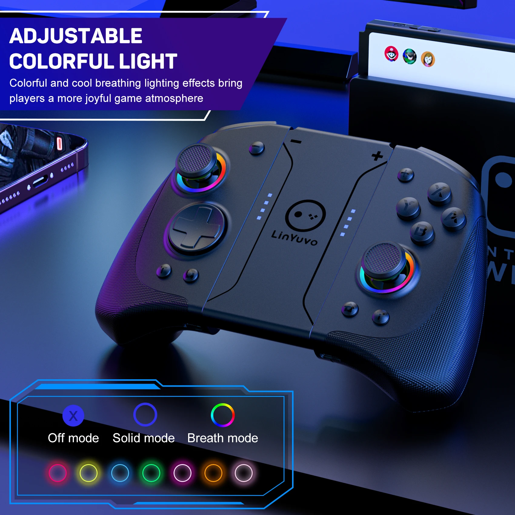 LinYuvo-Meteor-Light-Wireless-Joy-pad-with-Mechanical-Buttons-for ...