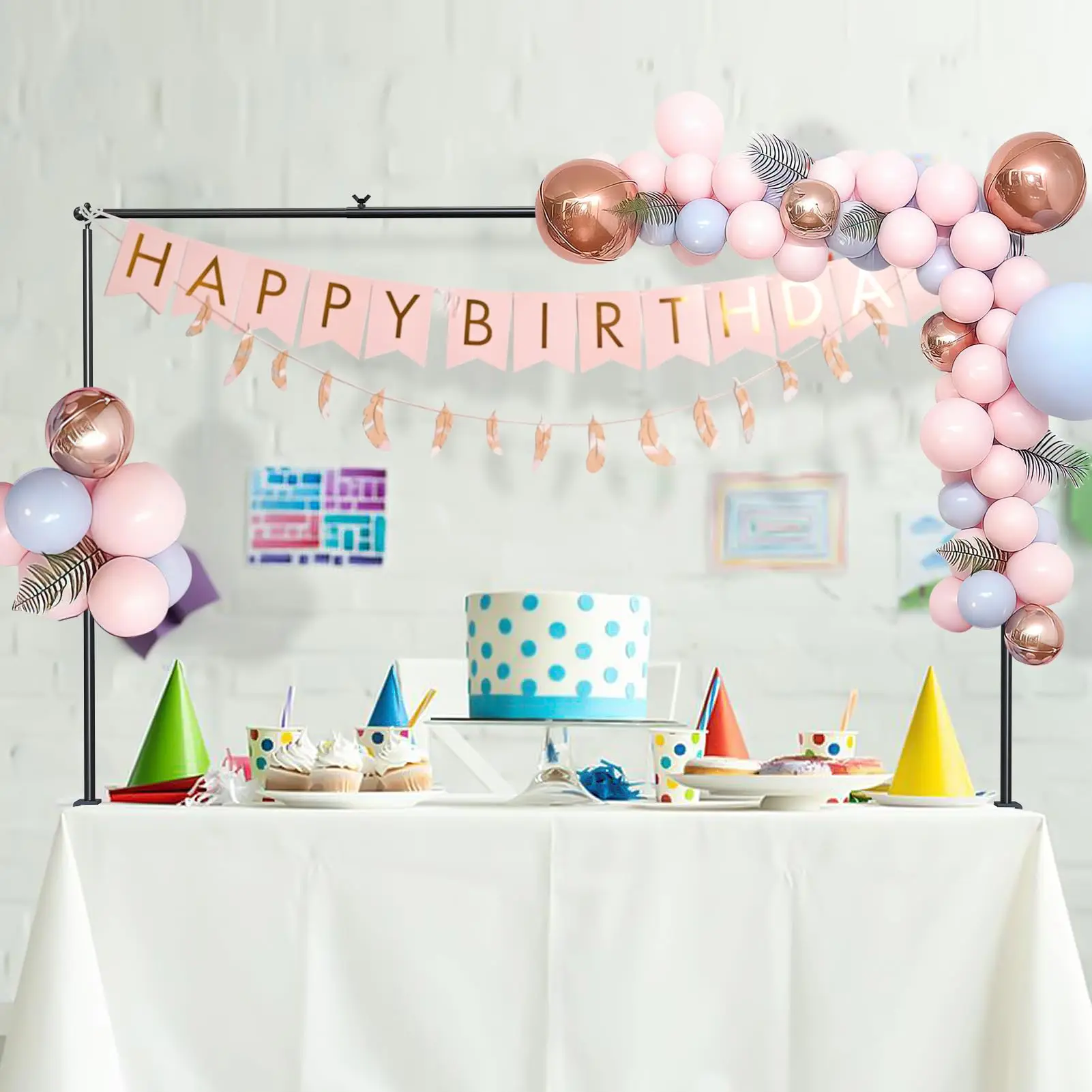 Adjustable-Over-The-Table-Rod-Stand-Metal-Flower-Balloon-Table-Arch ...