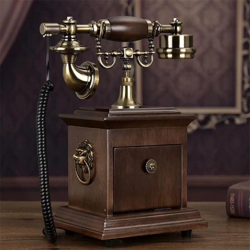 Teléfono fijo cuadrado Retro para casa, oficina, hotel, hecho de madera ...
