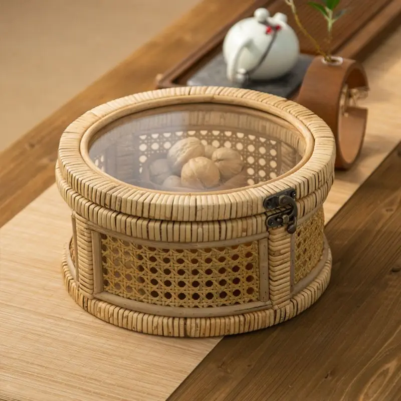 Rattan-Storage-Boxes-with-Lid-Household-Organization-Attachment-Tea ...