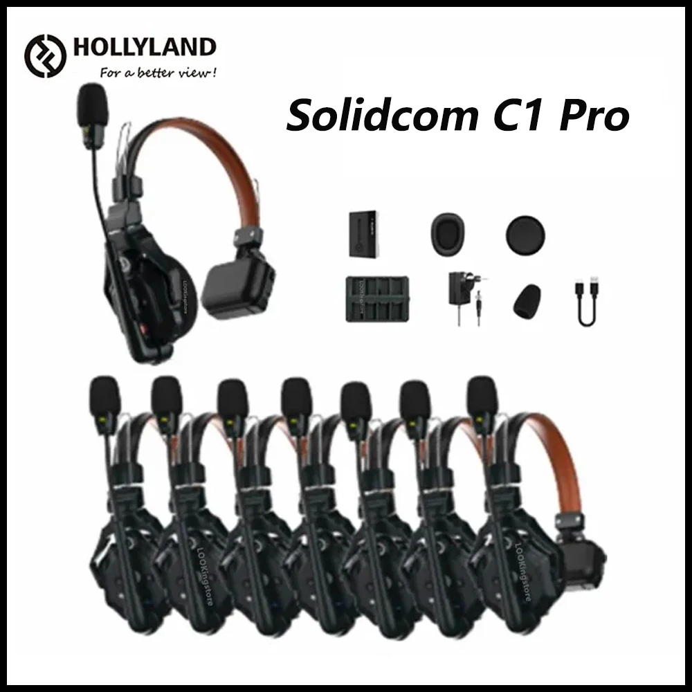 Hollyland Solidcom C1 Pro 무선 인터콤 통신 헤드셋, 원격 싱글 이어 헤드폰 마이크, 1100ft, 350m ...