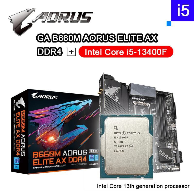 인텔 i5 13400F CPU + GIGABYTE GA B660M AORUS ELITE AX DDR4 마더보드 슈트, B660 ...