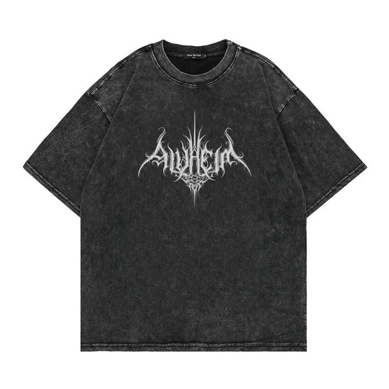 Black Metal Rock Alvheim y2k Hip Hop t shirt Summer Vintage Washed ...