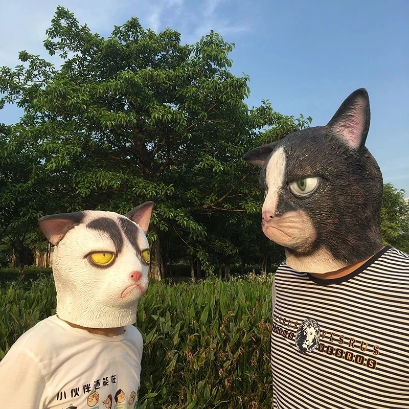 Funny-Angry-Cat-Halloween-Cosplay-Animal-Masks-Full-Face-Mask-Latex ...
