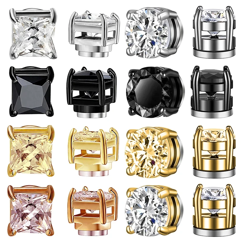 8-Pairs-Magnetic-Ear-Clips-Crystal-Stone-Strong-Magnetic-Ear-Stud-Women ...