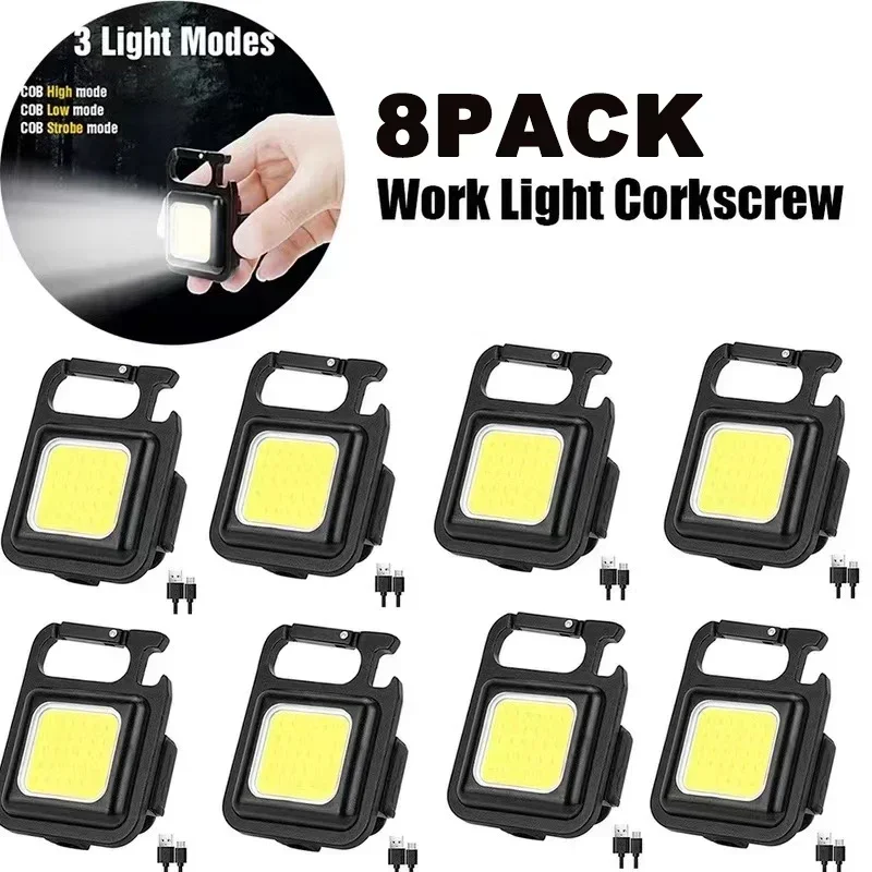 1-8PCS-Multifunctional-Mini-Cob-Key-Ring-Light-LED-Pocket-Work-Light ...
