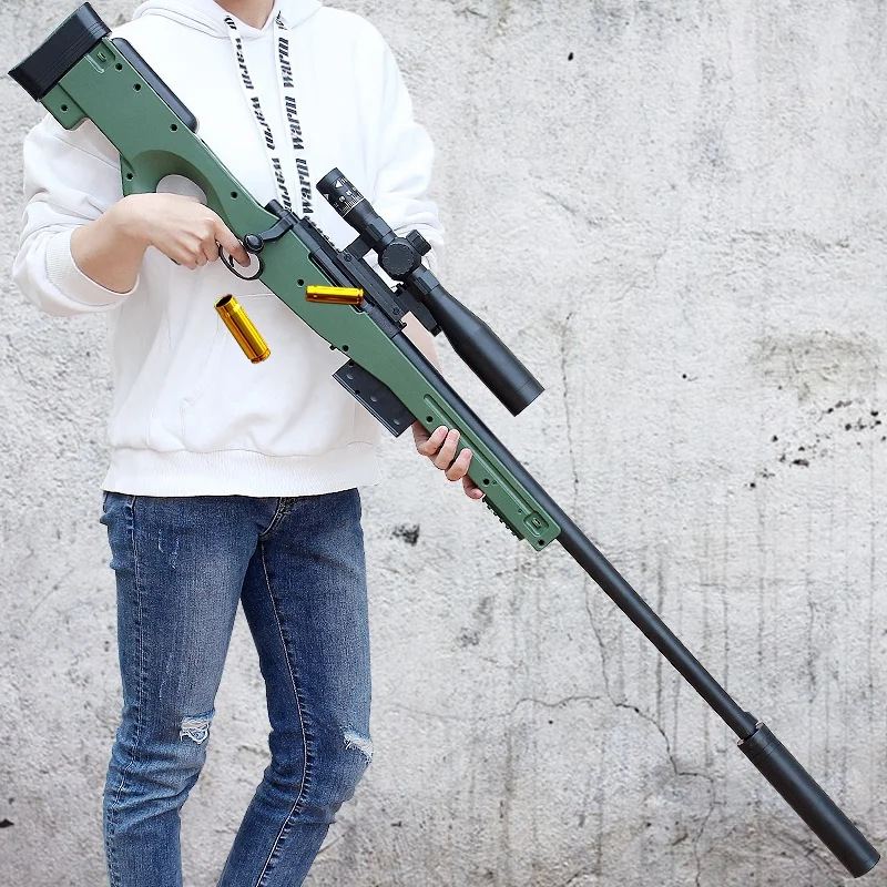 Handi Throw Shell 소프트 총알 AWM 스나이퍼 건, DIY 조립 점프 쉘 소프트 총알 총 130cm 대형 투석기 ...
