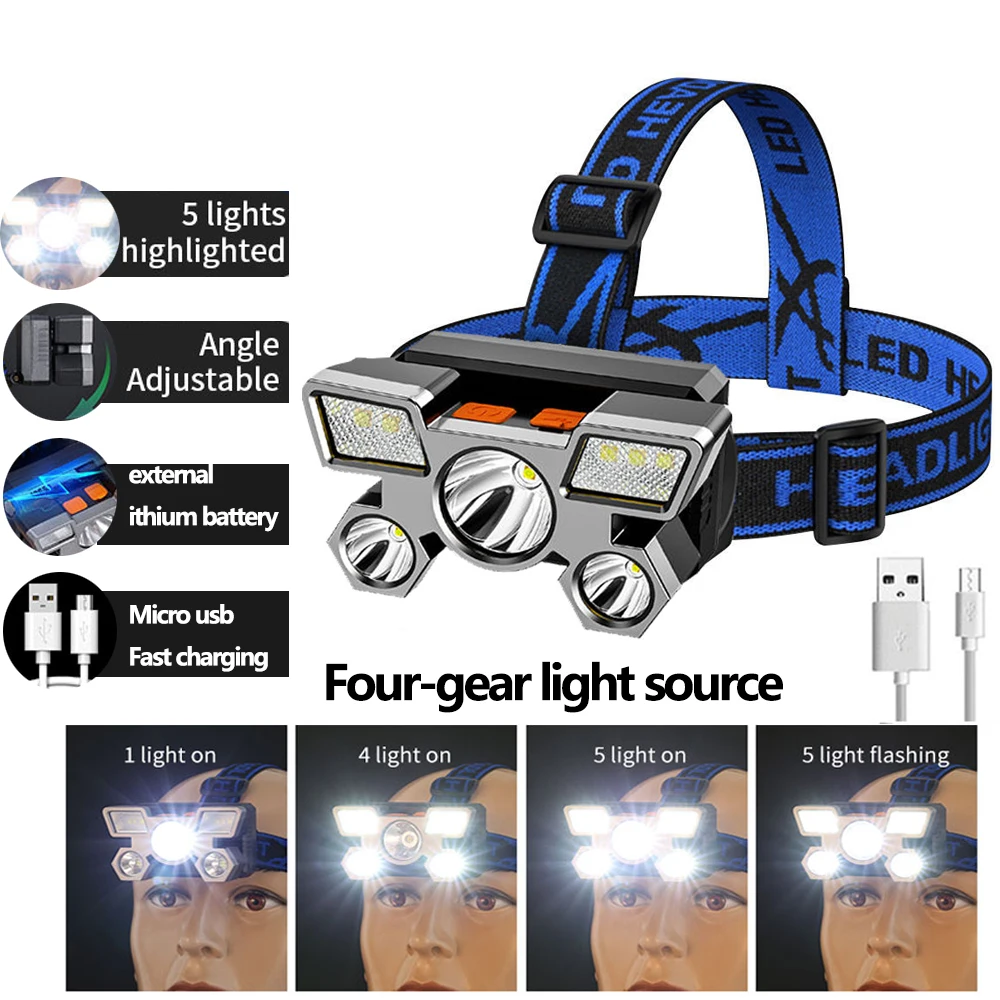 Outdoor-High-brightness-5LED-Headset-flashlight-Outdoor-household ...