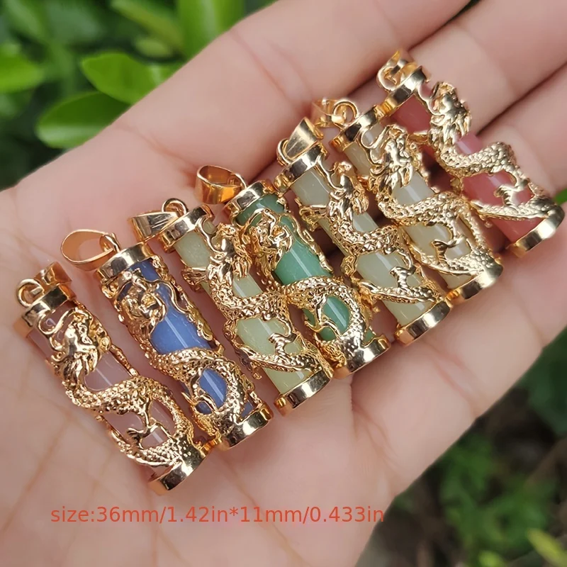 8pcs Alloy Dragon Pillar Charms with Glow-in-the-Dark Stone, Phoenix ...