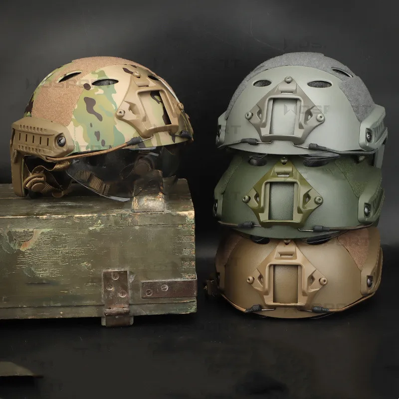 Gun-hunting-helmet-tactical-military-camouflage-FAST-helmet-goggles ...