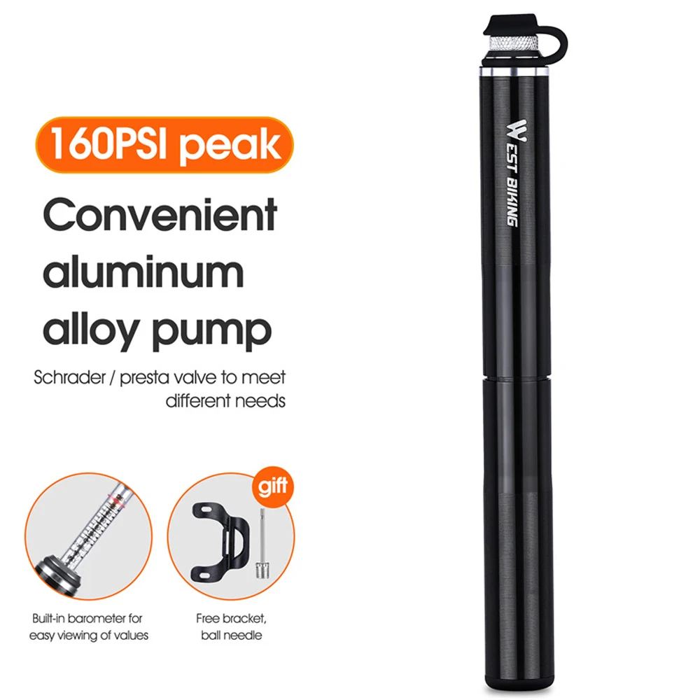 Aluminum Alloy 130PSI Foot Bicycle Tire Pump Portable Mountain Bike ...