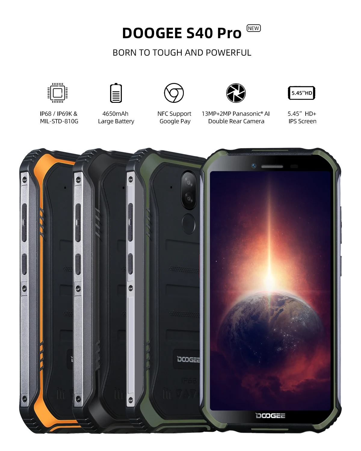 Doogee-S40-Pro-5-45-Android-10-Smartphone-4GB-64GB-MT6762D-A25-Octa ...