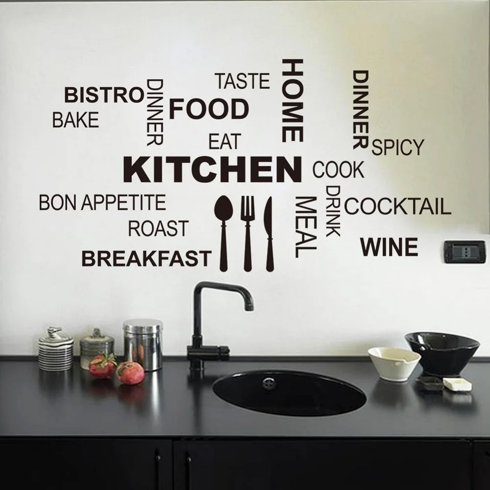 Home-Decoration-kitchen-Wall-Sticker-Waterproof-Mural-Art-DIY-Text ...