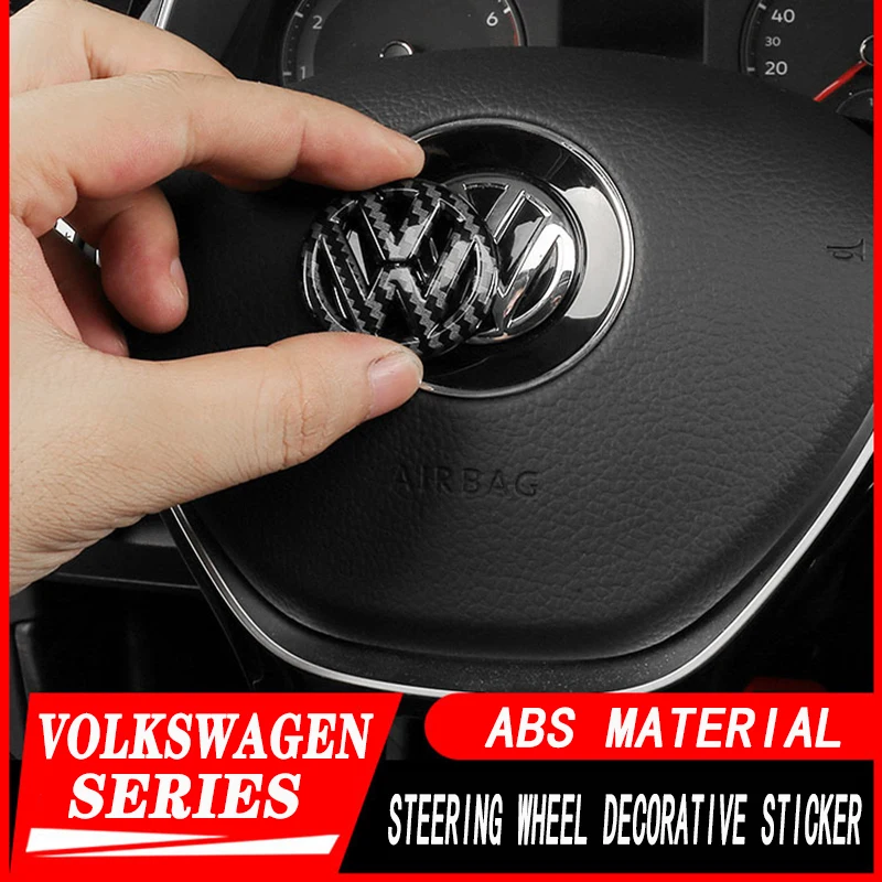 ABS-Carbon-fiber-pattern-Car-Logo-Steering-Wheel-Decoration-Sticker ...