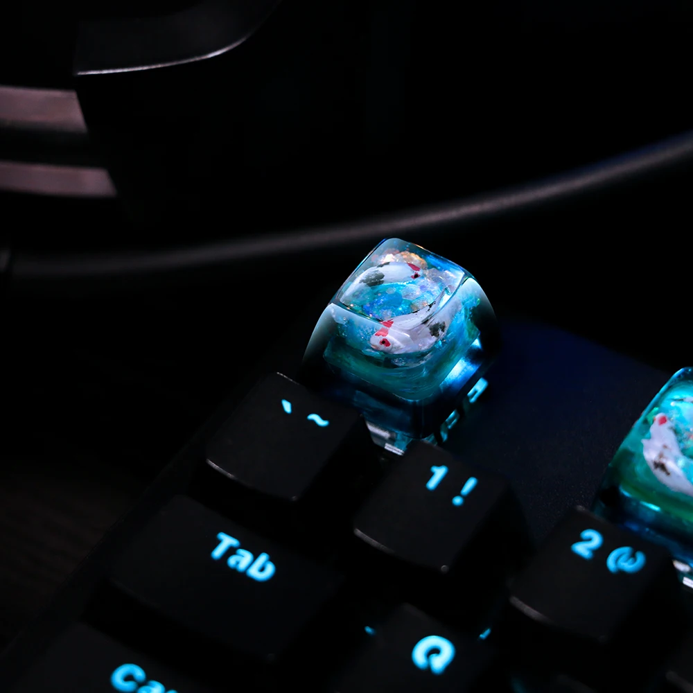 Original Chinese Style Koi Fish Keycaps 3D Resin Character Key Cap Hand ...