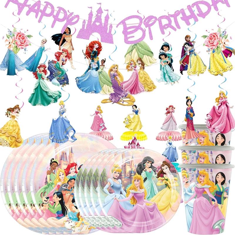 Disney-Princess-Theme-Party-Decorations-Disposable-Tableware-Girl ...