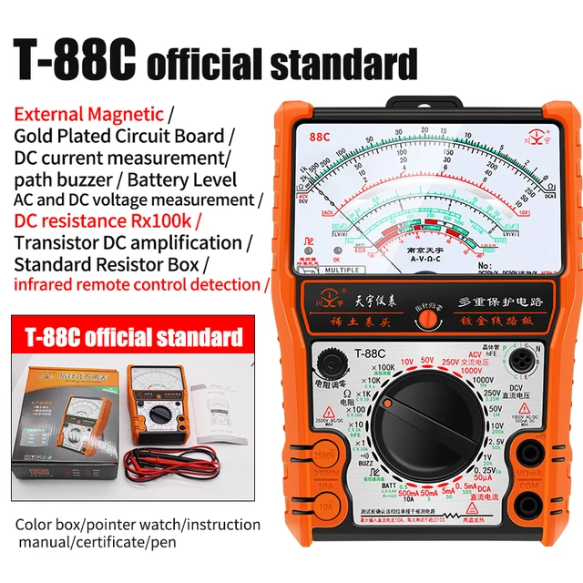 Njty Analóg Multiméter T88A T88B T88C Nagy Precíziós Mutató Multimetro ...