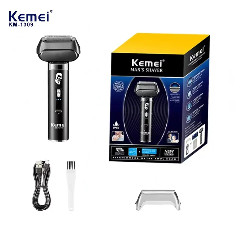 Kemei-Cordless-Safety-Razor-4-Blade-Professional-IPX7-Beard-Trimmer-Portable-Electric-Shaver ...
