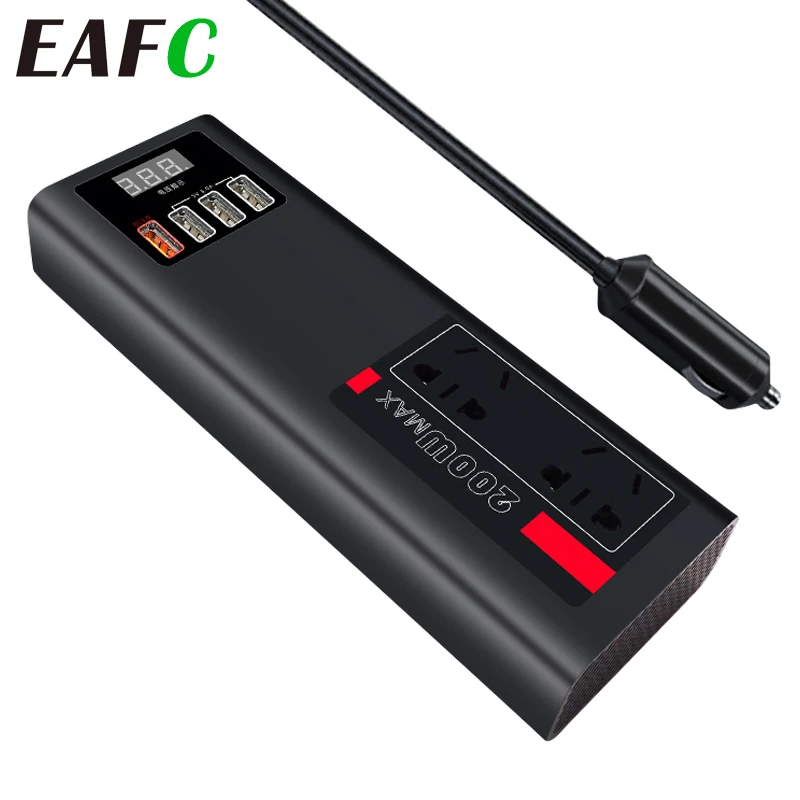 EAFC-Car-Inverter-12V-to-220V-Sine-Wave-200W-Vehicle-Power-Inverter-QC3 ...