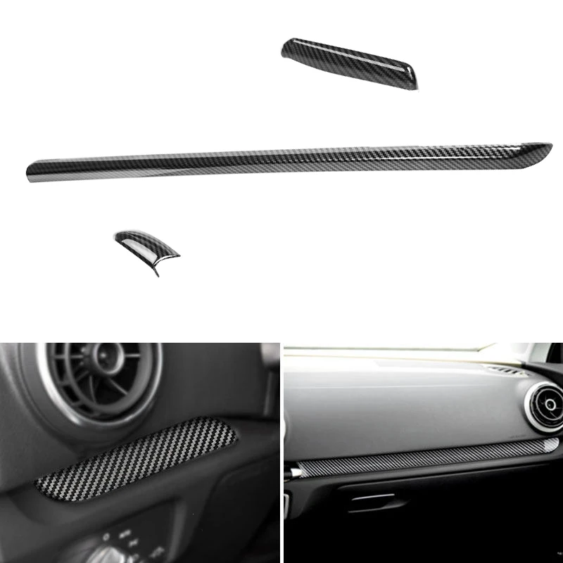 Carbon-Fiber-Texture-3pcs-Car-styling-Center-Control-Dashboard-Panel ...