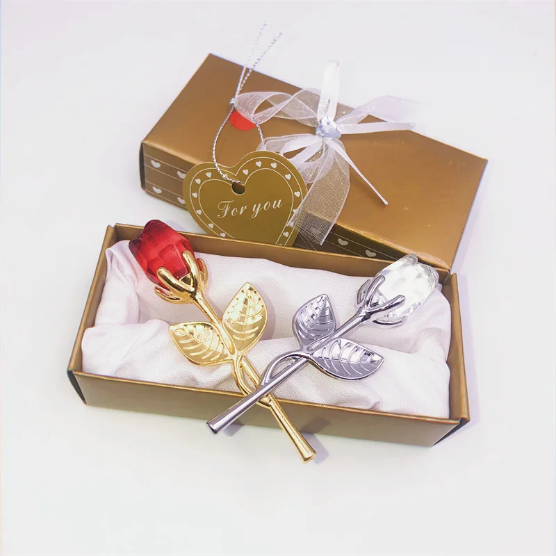Mini-rosa-roja-Artificial-de-cristal-dorado-en-caja-regalo-de-boda-para ...