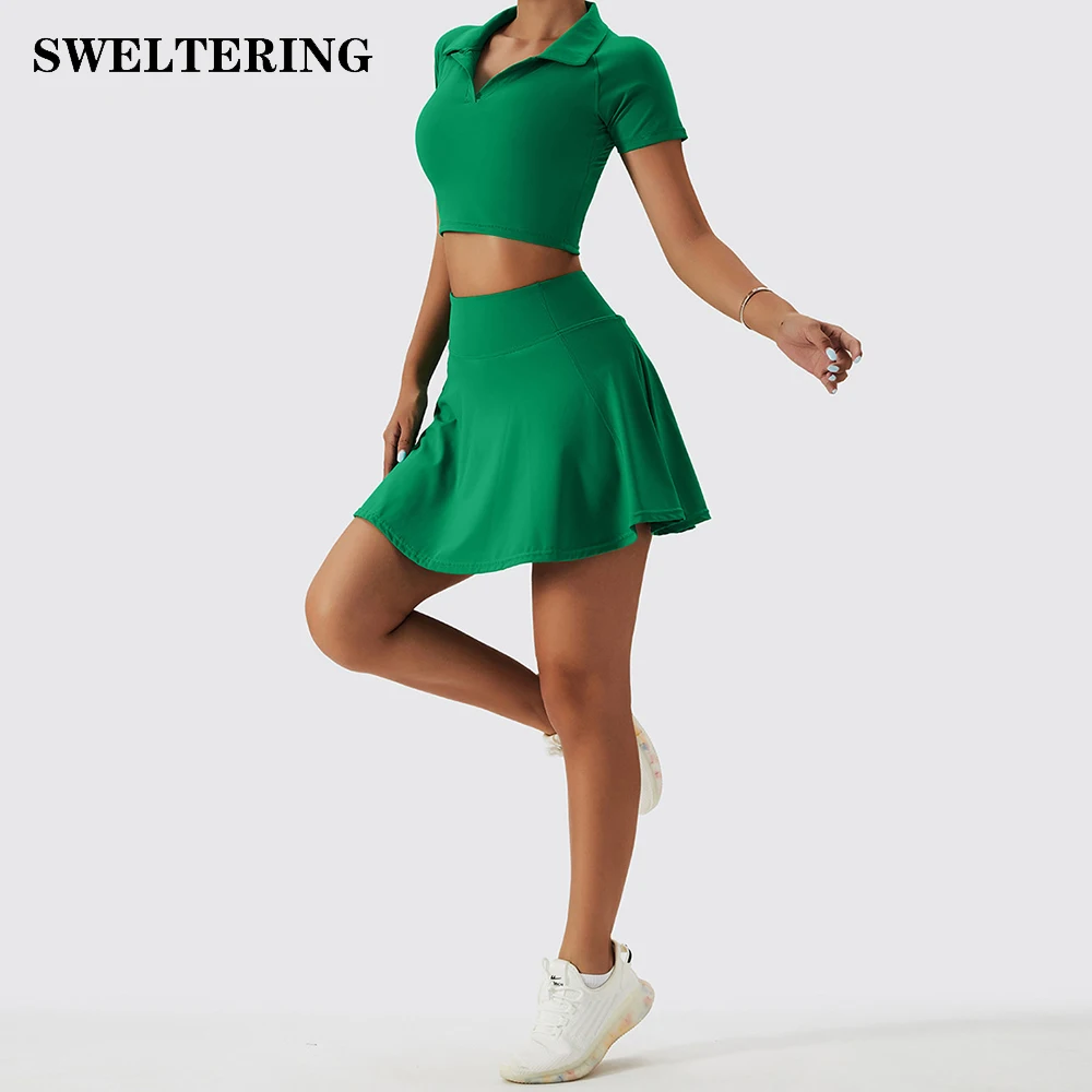 2-Piece-Tennis-Suit-Women-Sport-Set-Gym-Clothing-Workout-Running-Set ...