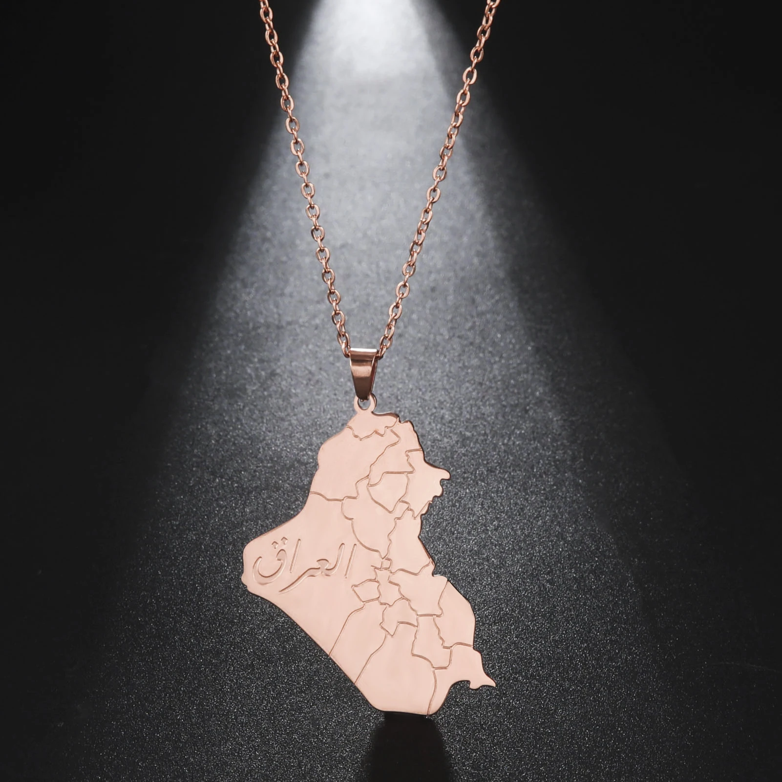 Fashion Iraq Map Pendant Necklace Women Men Iraq Map Frame with Arabic ...