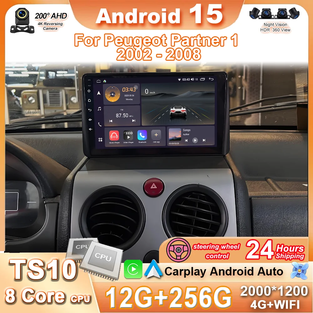 Android 15 Radio Stereo Car For Peugeot Partner 1 2002 - 2008 ...