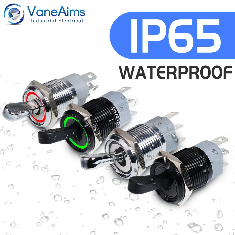 16MM-Metal-Toggle-Switch-Waterproof-Bicolor-LED-Light-2-Position-Self-locking-On-Off-Micro ...