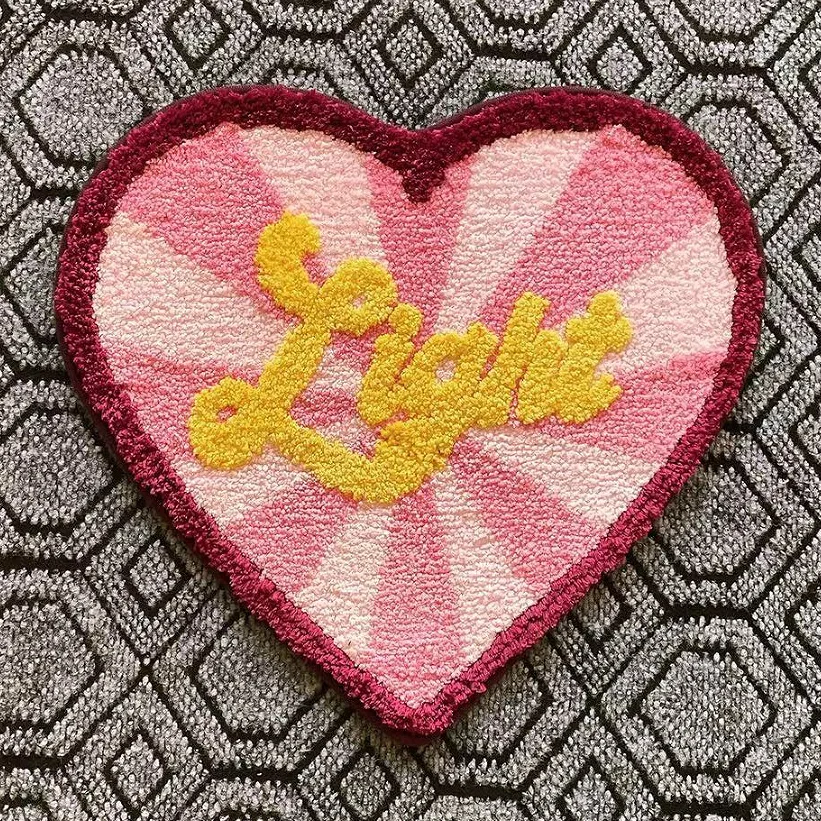Tufting Soft Carpet Love Heart Shape Hello Letter Living Room Rug ...